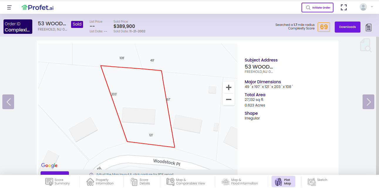 How to generate a Complexity Report for a property? - Profet.ai